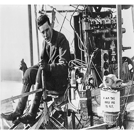 This is the first pig to fly.